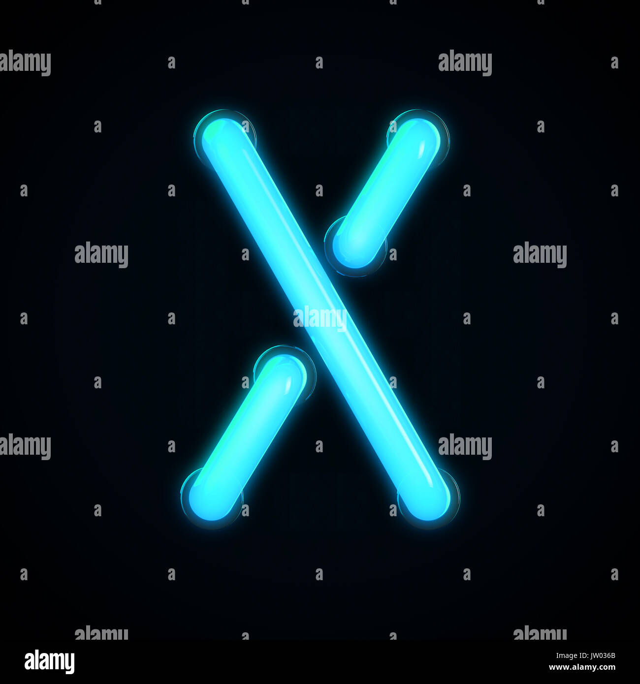 Blue neon glowing light letter X capital letter. 3D rendering Stock ...