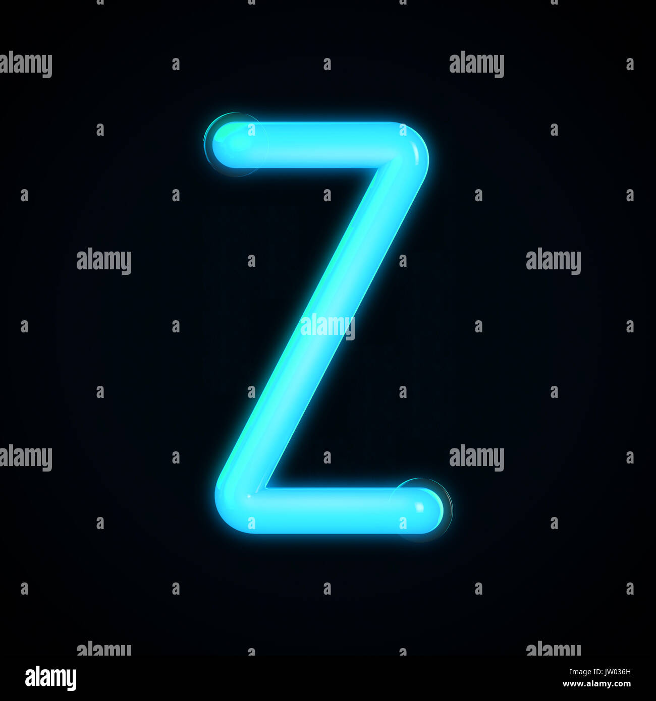 Blue neon glowing light letter Z capital letter. 3D rendering Stock ...