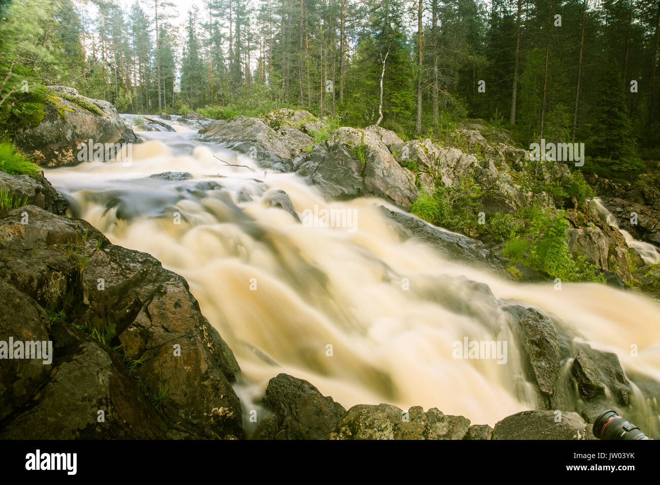 A beautiful waterfall in Finland Stock Photo - Alamy