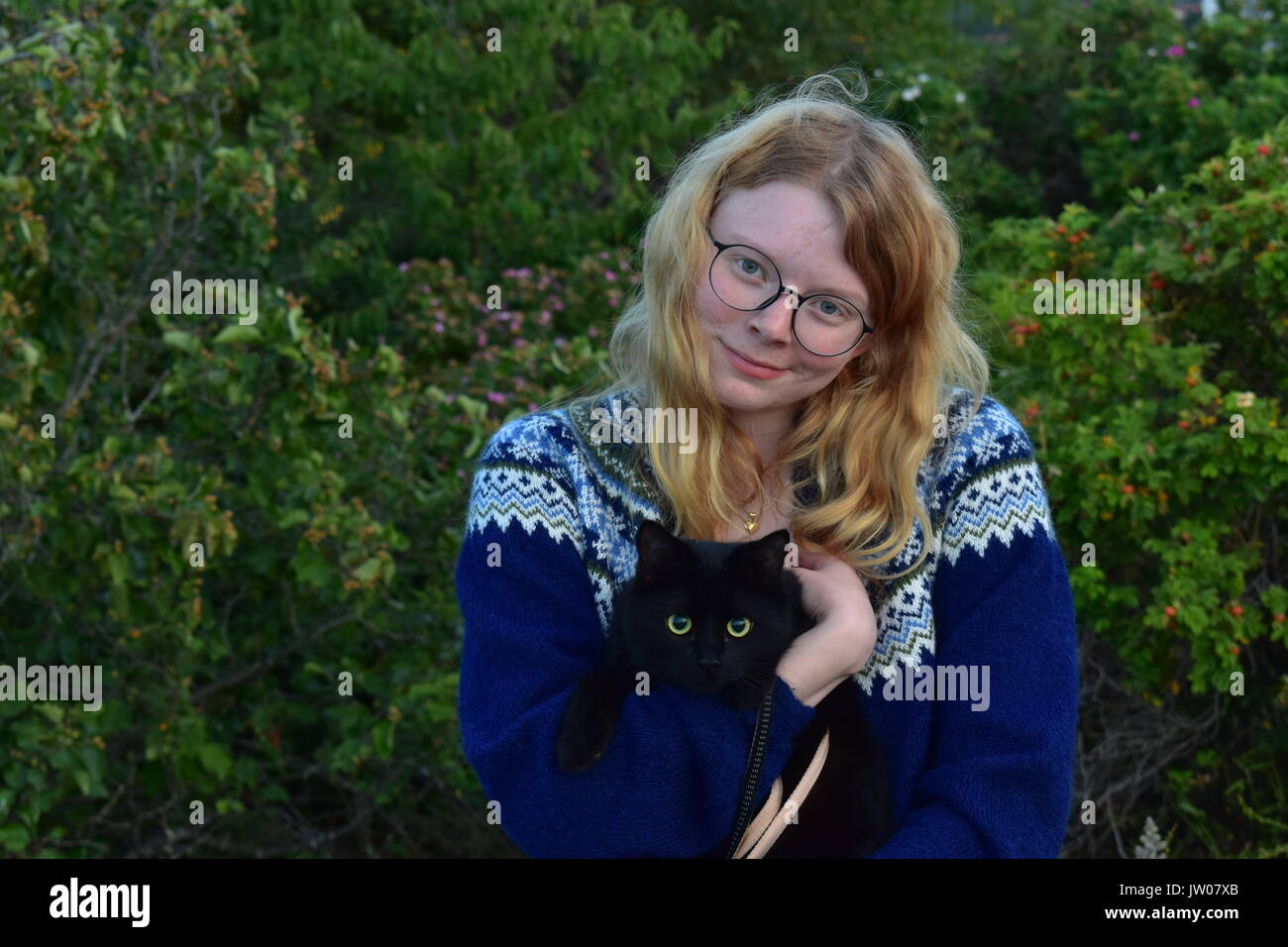 Girl With Cat Stock Photo - Alamy