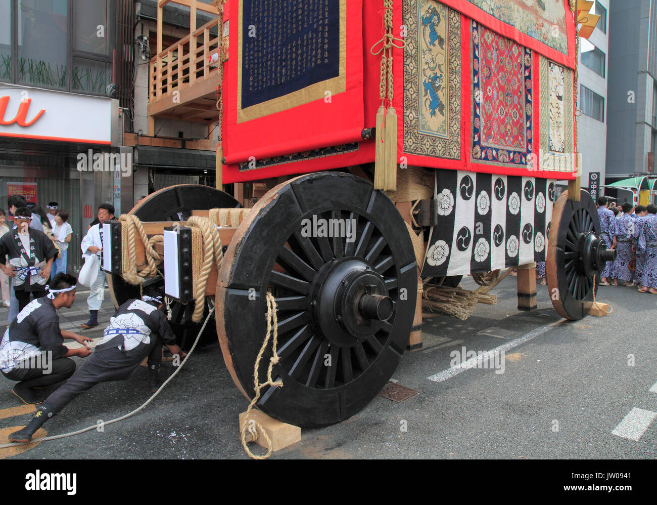 Japan, Kyoto, Gion Matsuri, festival, float, tapestry, people Stock ...