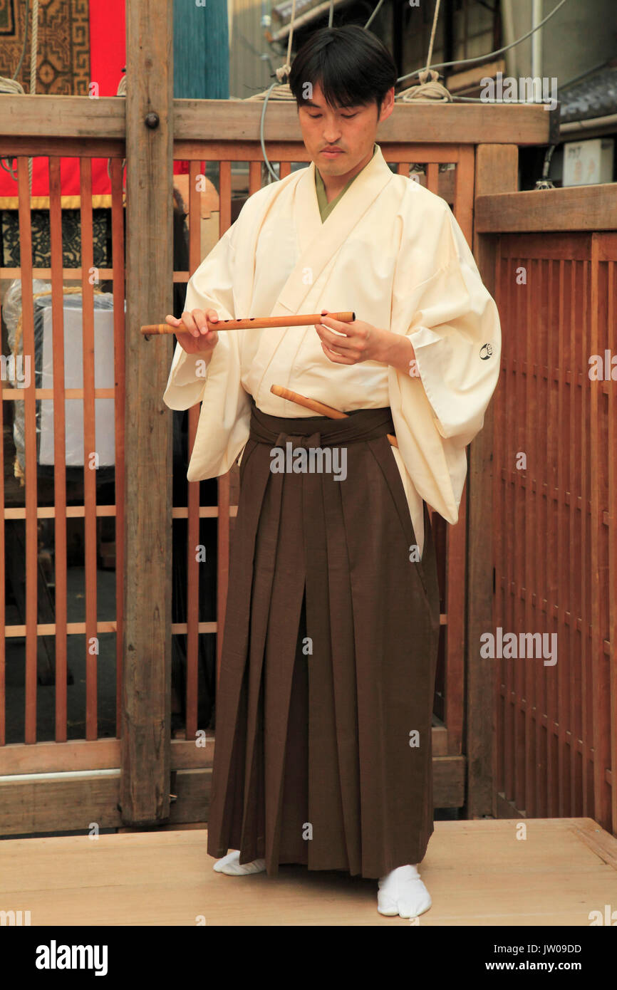 Japan, Kyoto, Gion Matsuri, festival, musician, flute player Stock ...