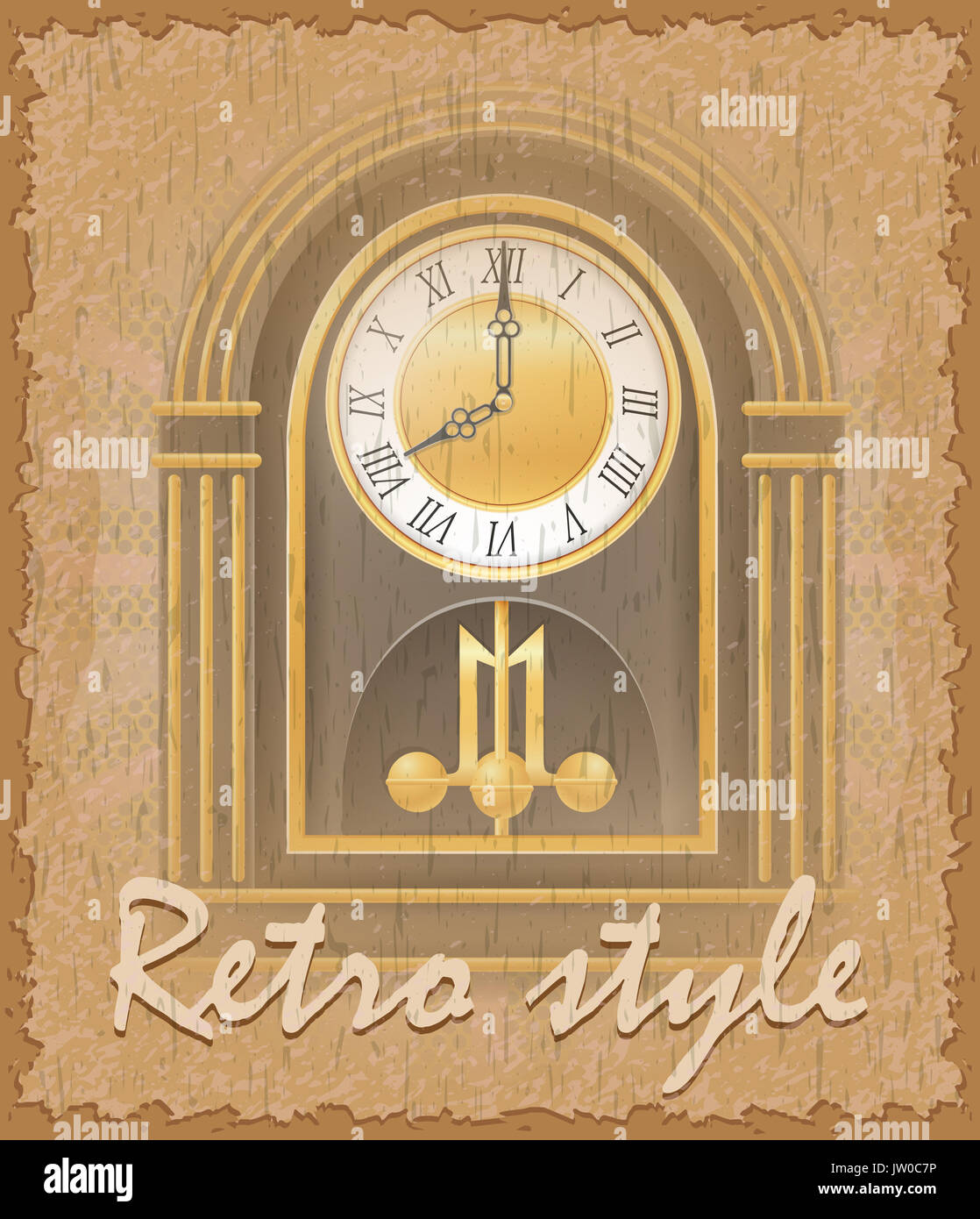 retro style poster old clock stock vector illustration Stock Photo - Alamy