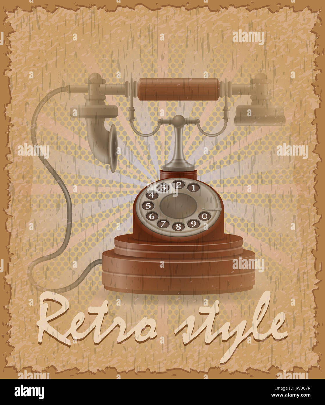 retro style poster old phone stock vector illustration Stock Photo - Alamy
