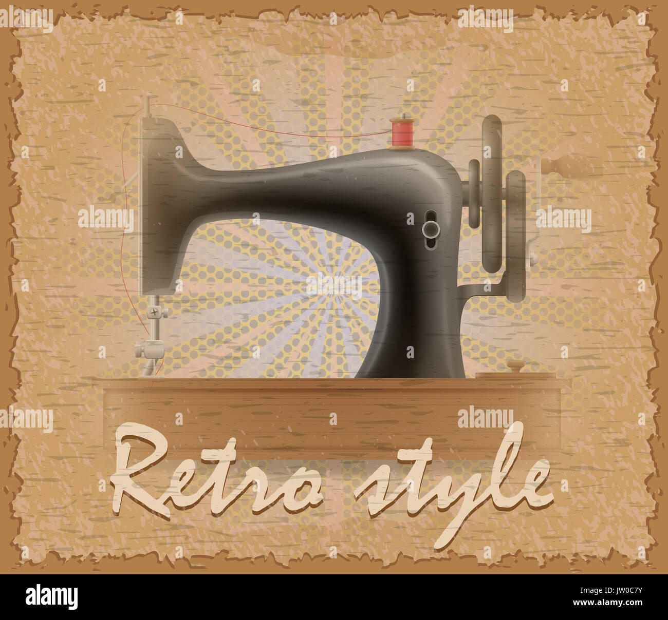 retro style poster old sewing machine stock vector illustration Stock ...