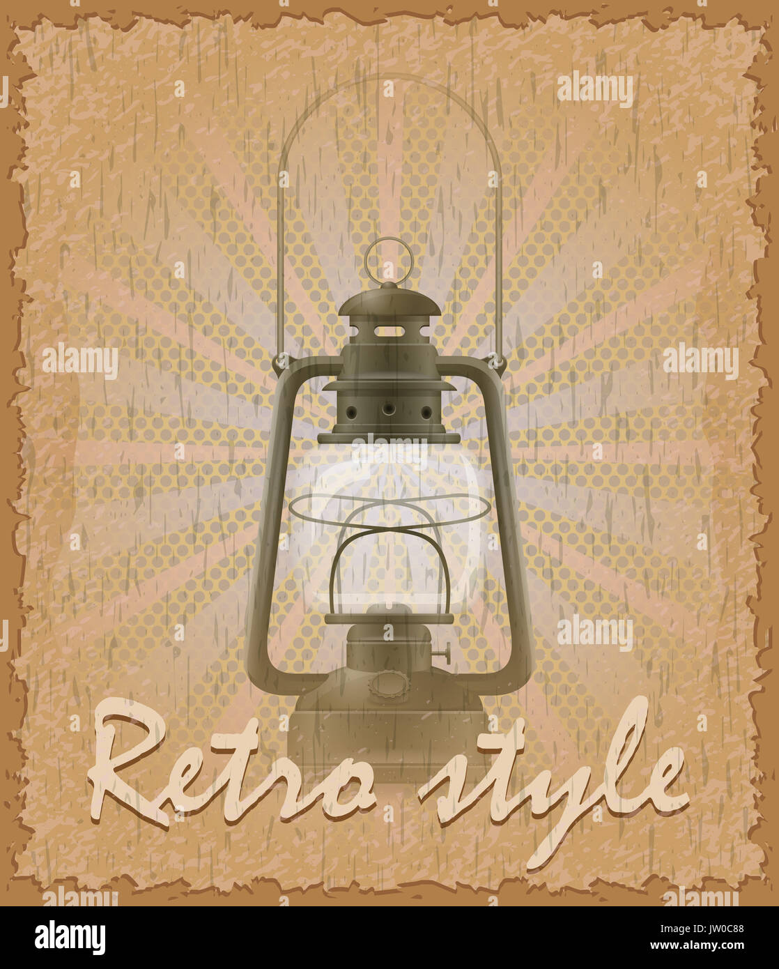 retro style poster old kerosene lamp stock vector illustration Stock ...