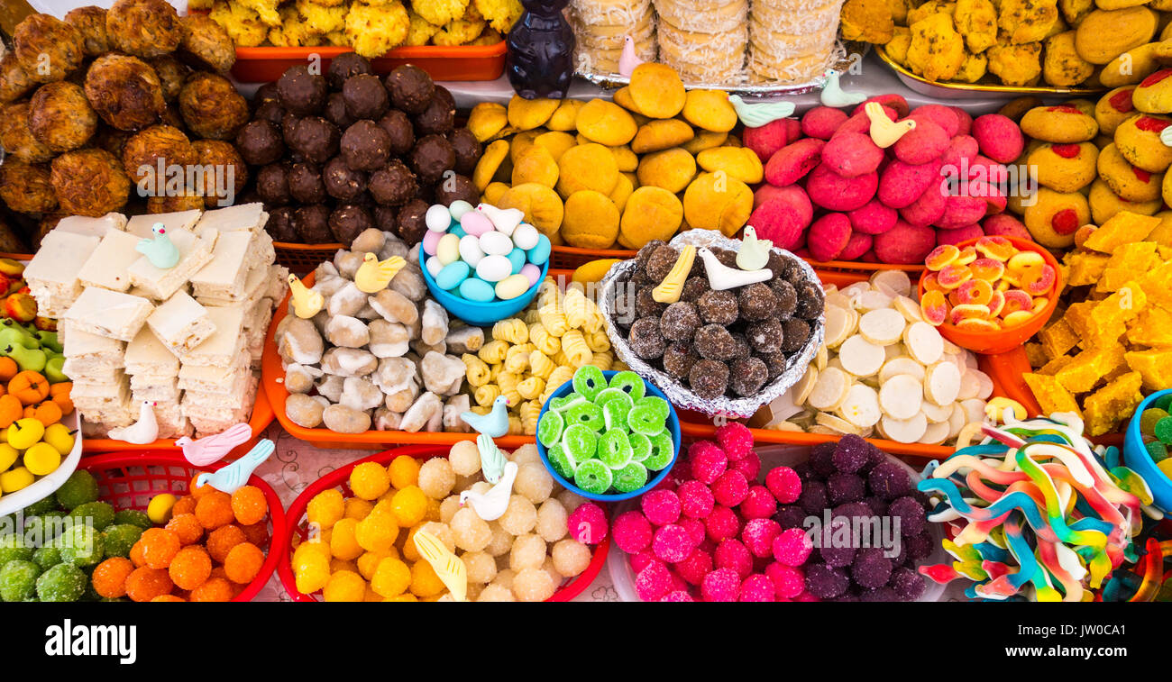 Traditional sweets at Corpus Christi celebration in Ecuador Stock Photo ...