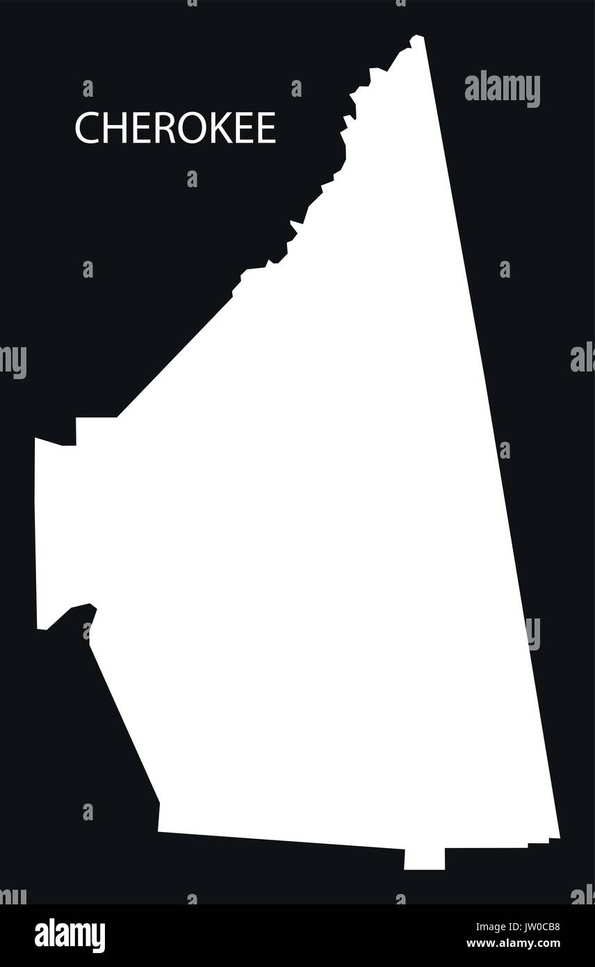 Cherokee county map of Alabama USA black inverted illustration Stock ...