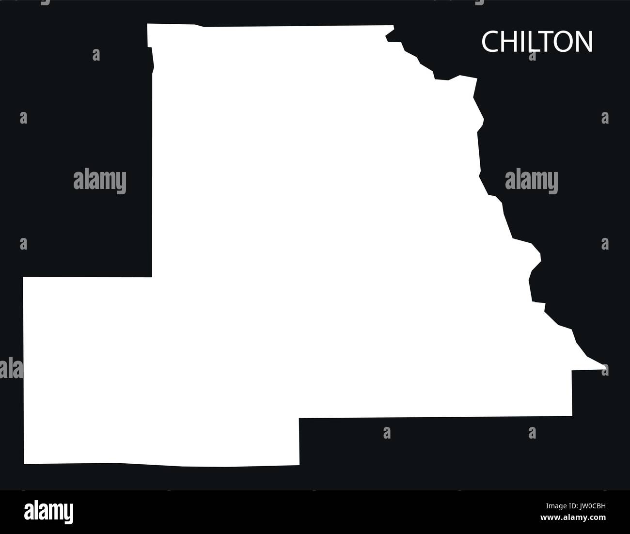 Chilton county map of Alabama USA black inverted illustration Stock ...
