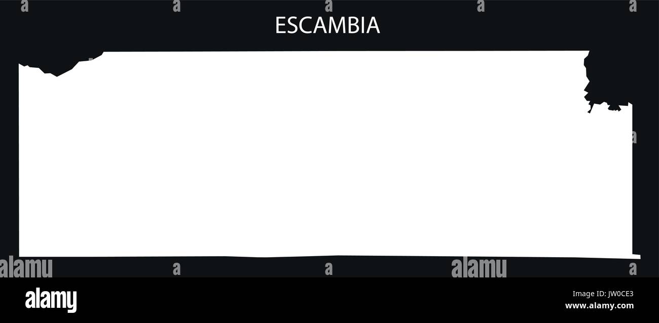 Escambia county map of Alabama USA black inverted illustration Stock ...