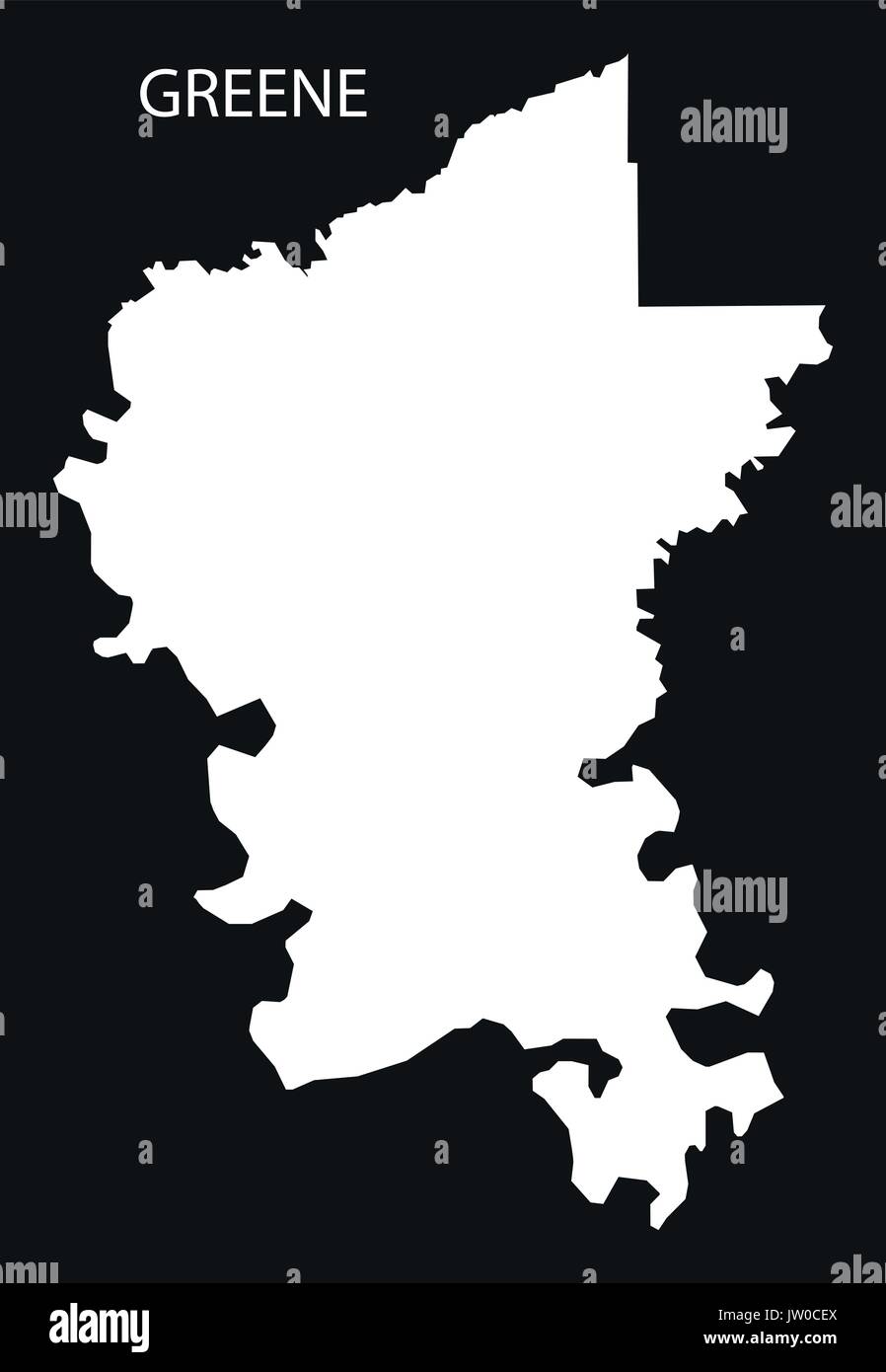 Greene county map of Alabama USA black inverted illustration Stock ...