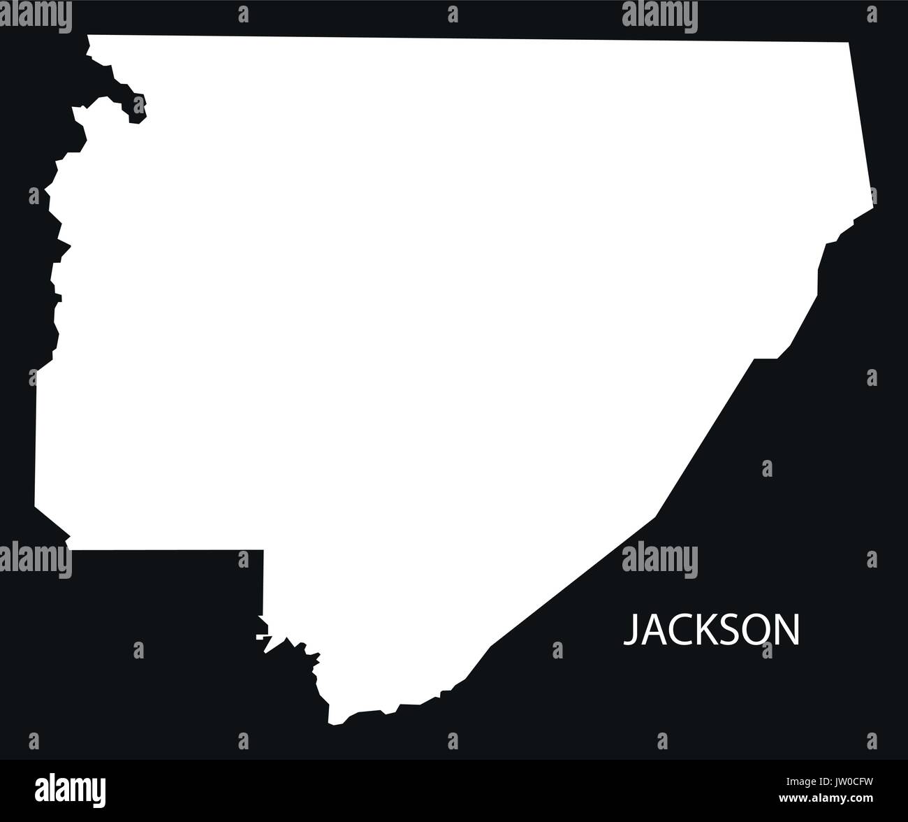 Jackson county map of Alabama USA black inverted illustration Stock ...