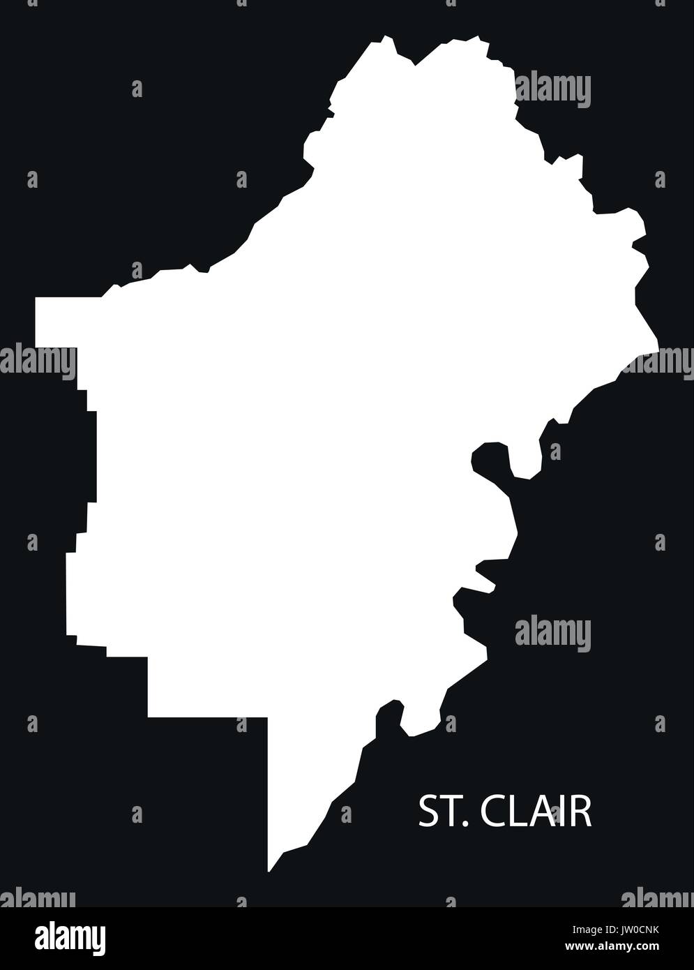 St Clair county map of Alabama USA black inverted illustration Stock ...