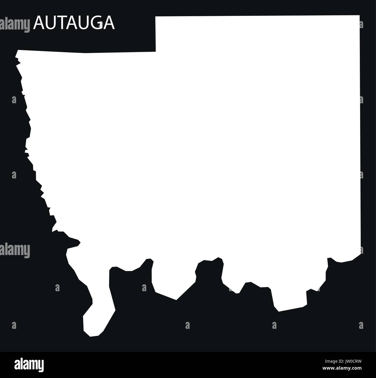 Autauga county map of Alabama USA black inverted illustration Stock ...