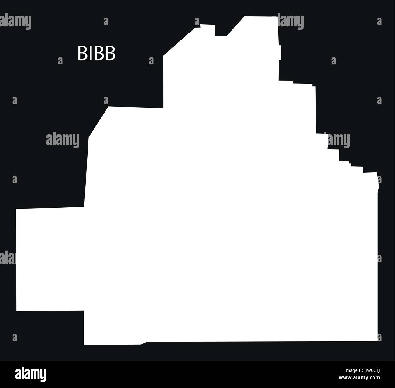 Bibb county map of Alabama USA black inverted illustration Stock Vector ...