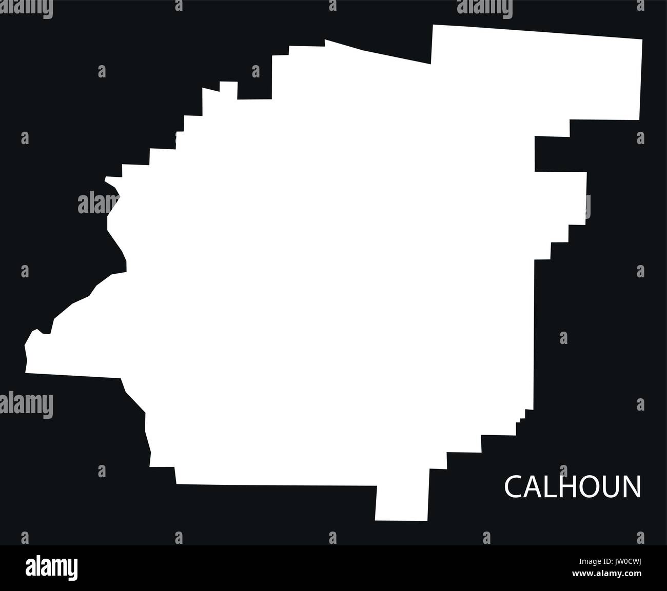 Calhoun county map of Alabama USA black inverted illustration Stock ...