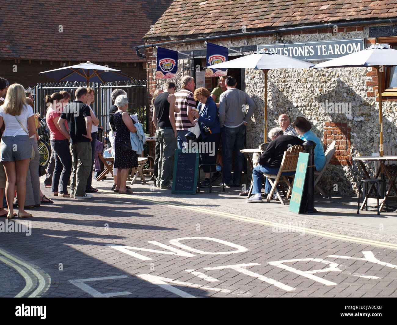 Typical queue outside Ice Cream shop at British Seaside town ...