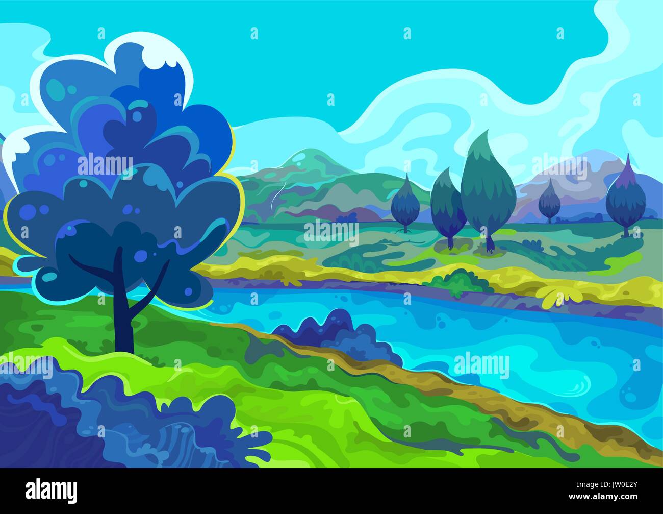 Landscape, Vector illustration Stock Vector Image & Art - Alamy