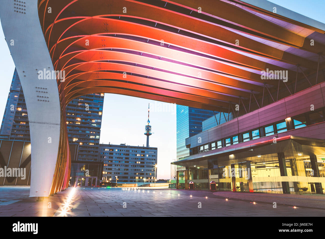 Skyscrapers and modern architecture in Vienna Austria at night Stock ...