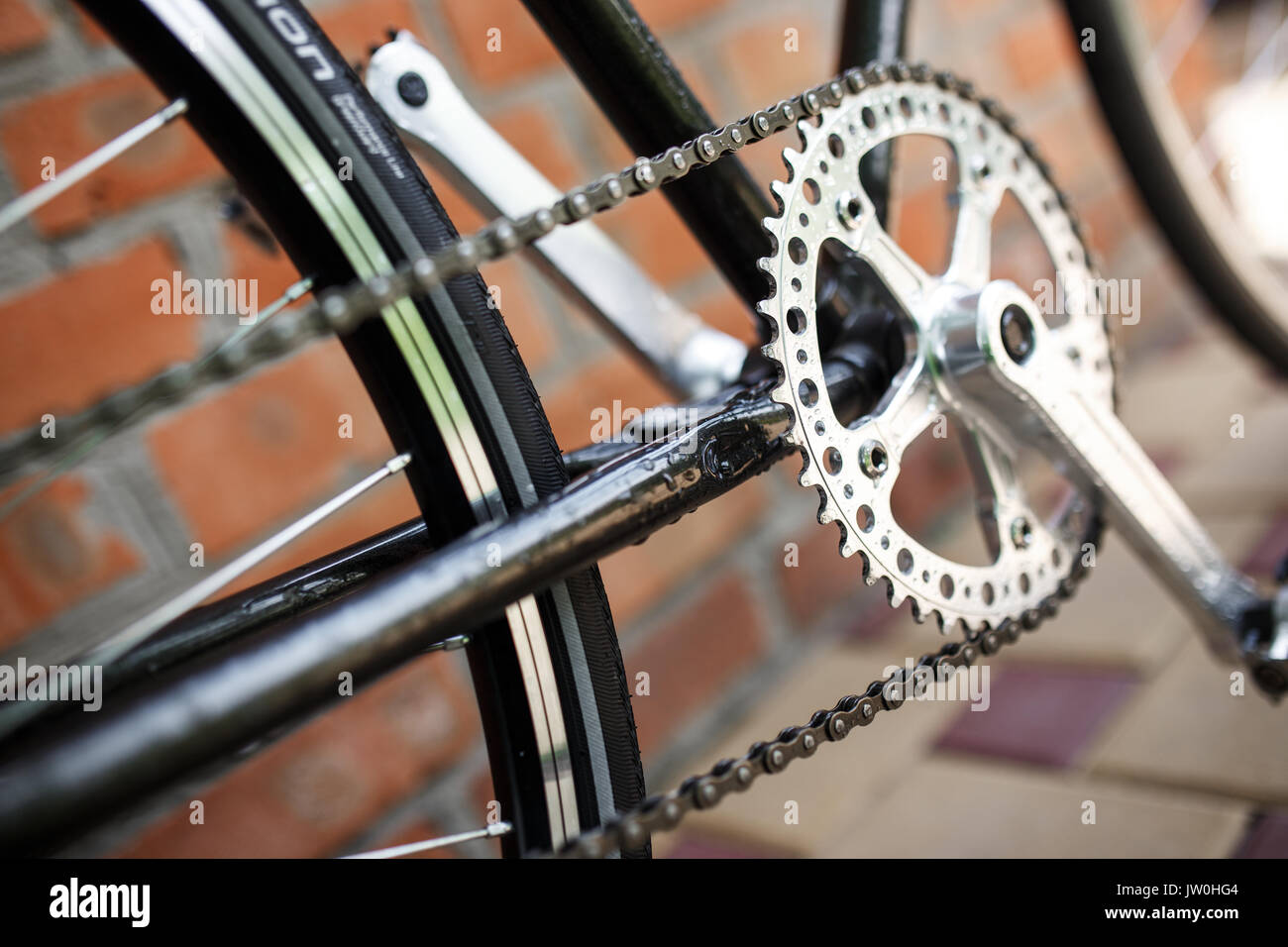 Classic road retro bicycle close-up photo Stock Photo - Alamy