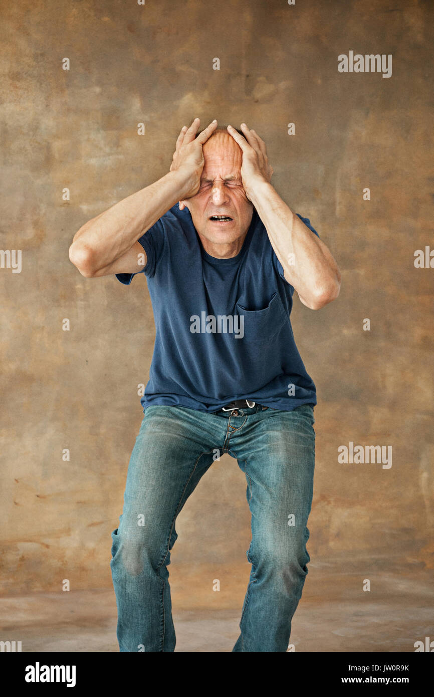 Screaming Senior Man Stock Photo - Alamy