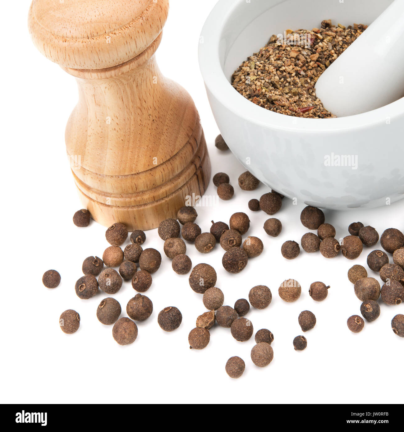 kitchen equipment for grinding spices isolated on a white background ...