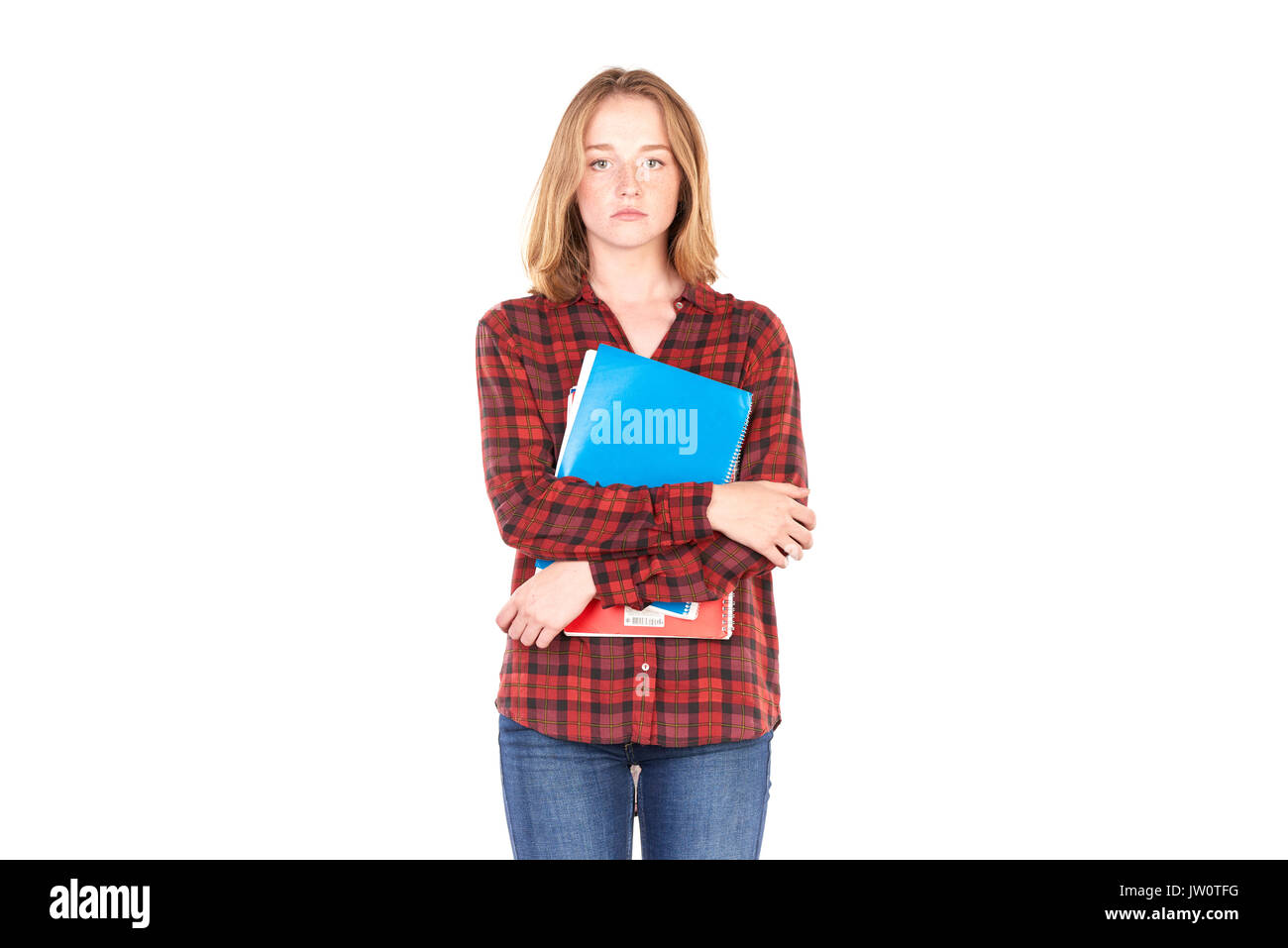 Student with notebooks Stock Photo - Alamy