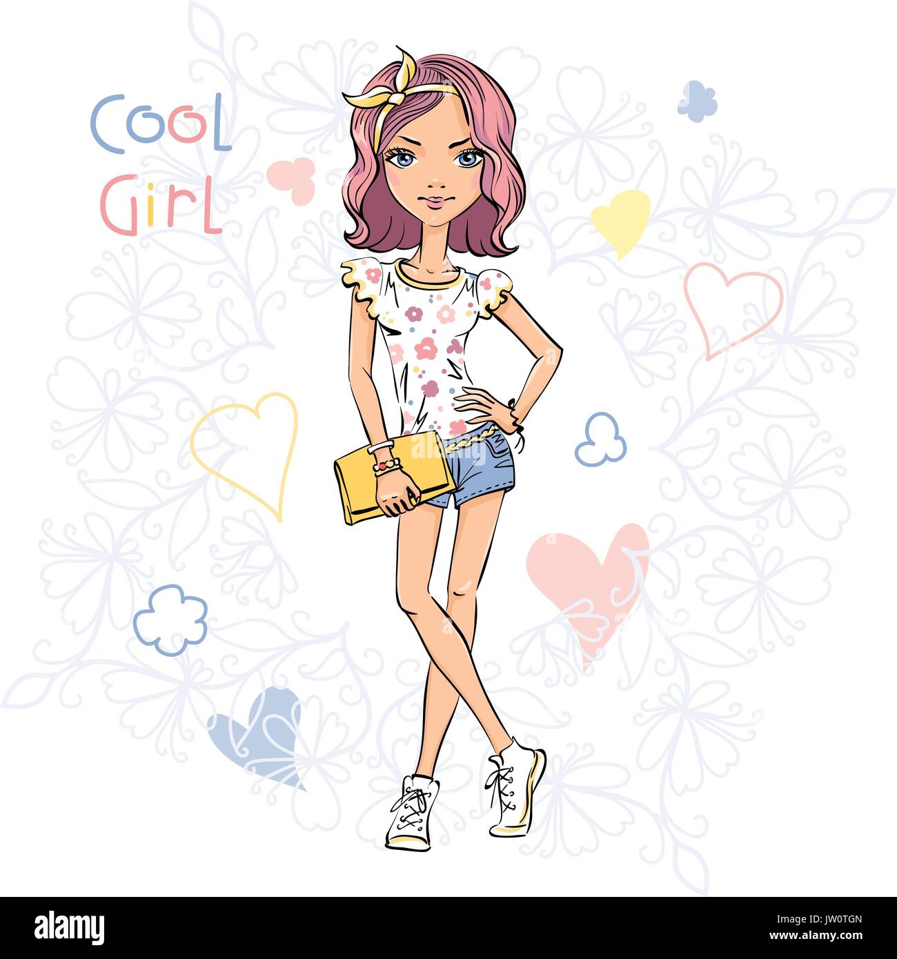 Cute Shorts Teen Stock Vector Images Alamy