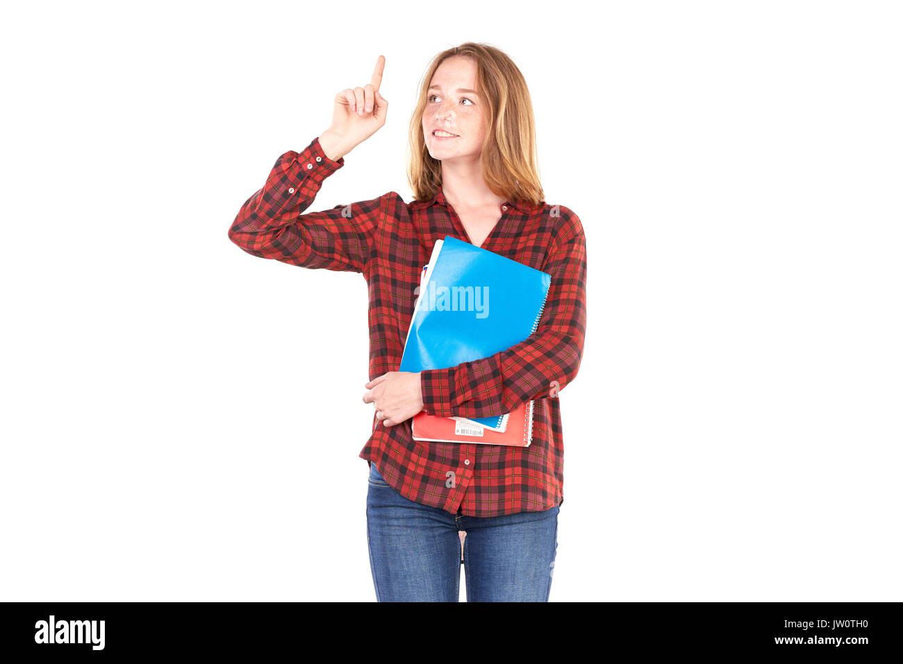 Student with notebooks Stock Photo - Alamy