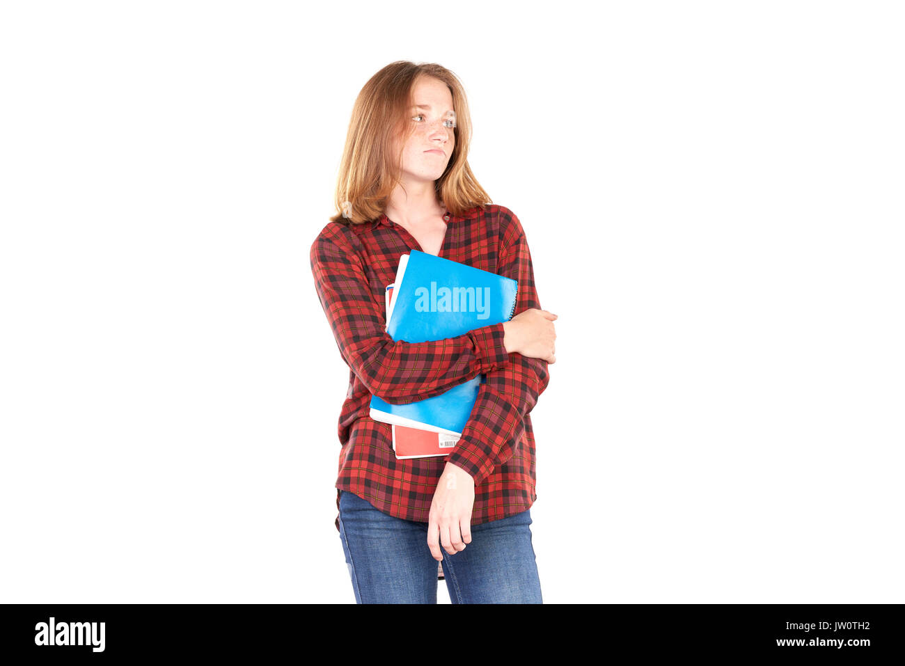 Student with notebooks Stock Photo - Alamy