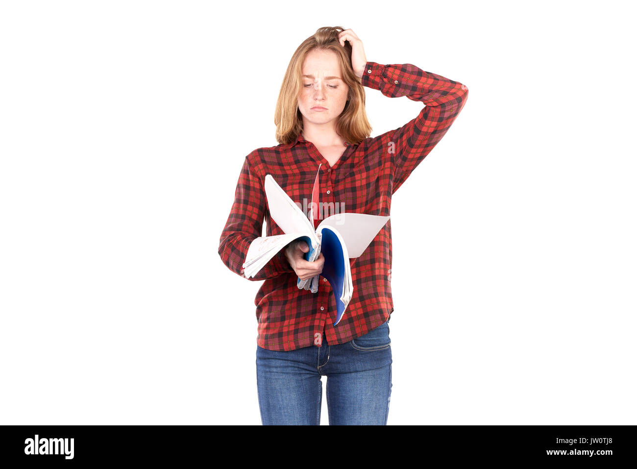 Student with notebooks Stock Photo - Alamy