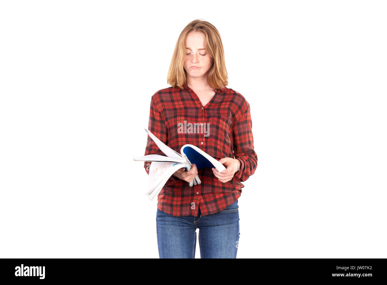 Student with notebooks Stock Photo - Alamy