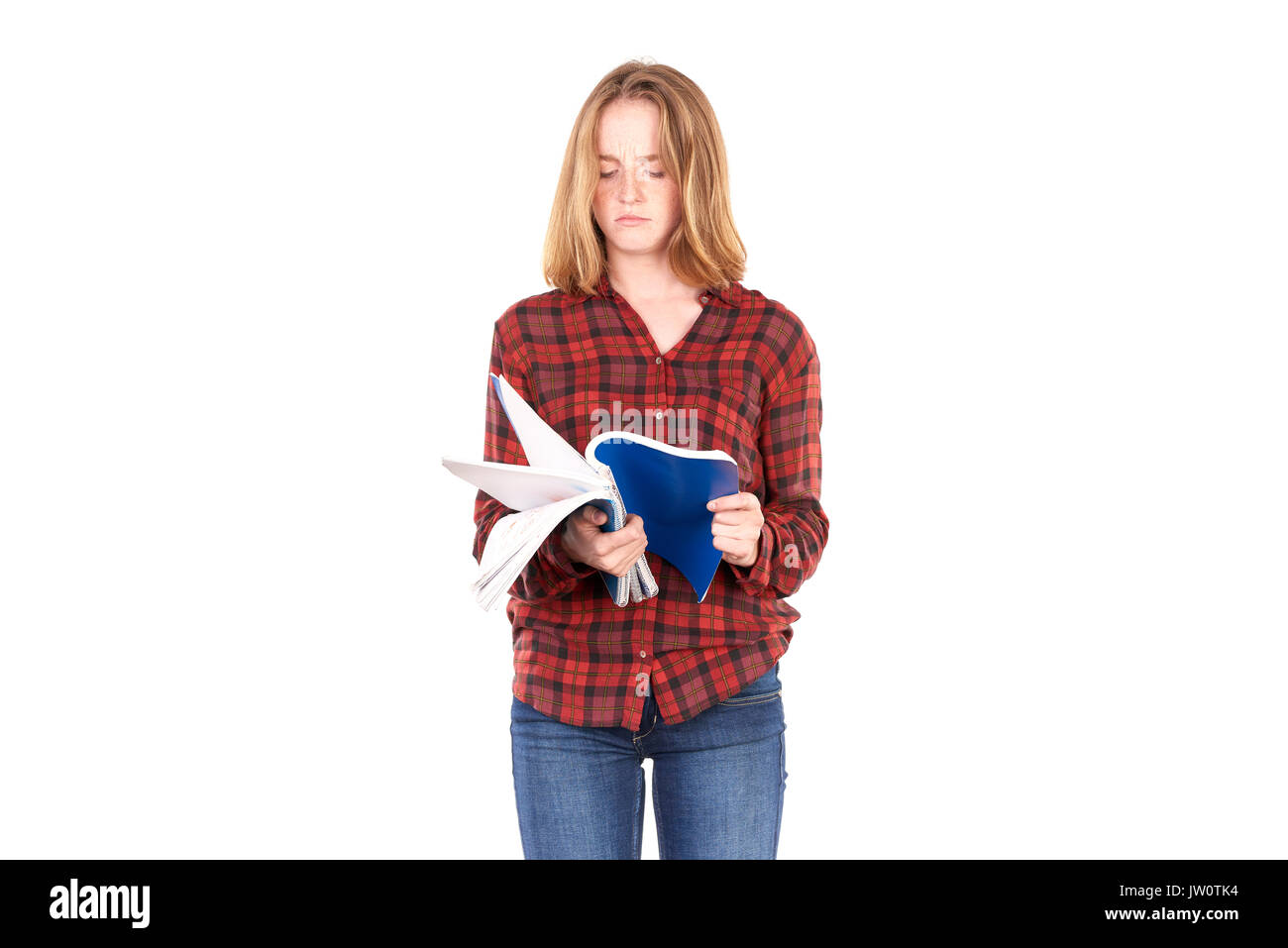 Student with notebooks Stock Photo - Alamy