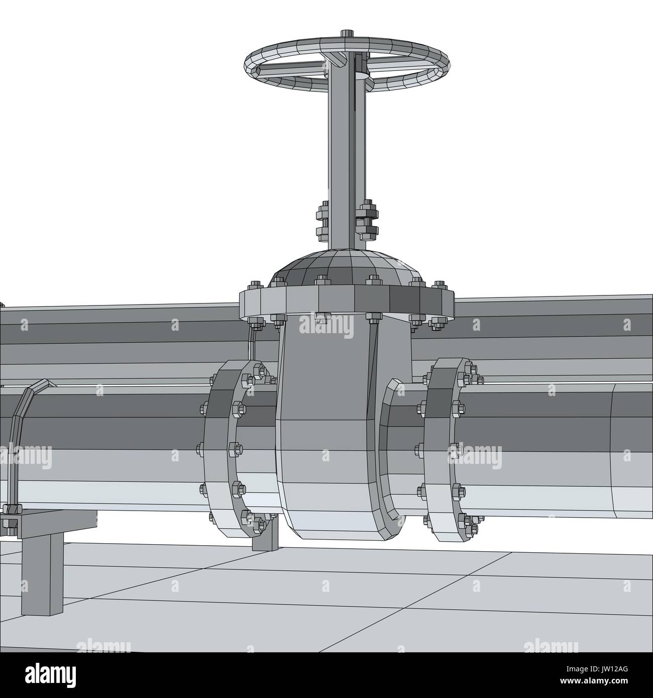 Industrial equipment valve. Wire-frame. EPS10 format. Vector rendering ...
