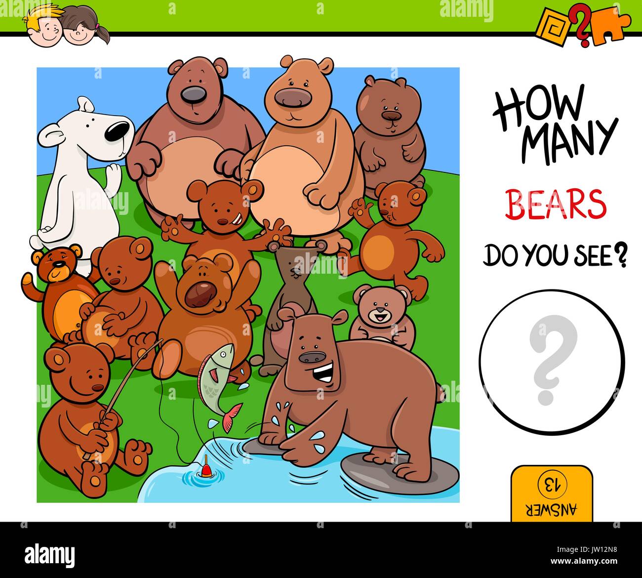 Cartoon Illustration of Educational Counting Activity Game for Children ...