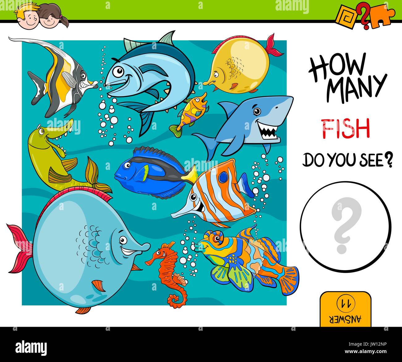 Cartoon Illustration of Educational Counting Activity Game for Children ...