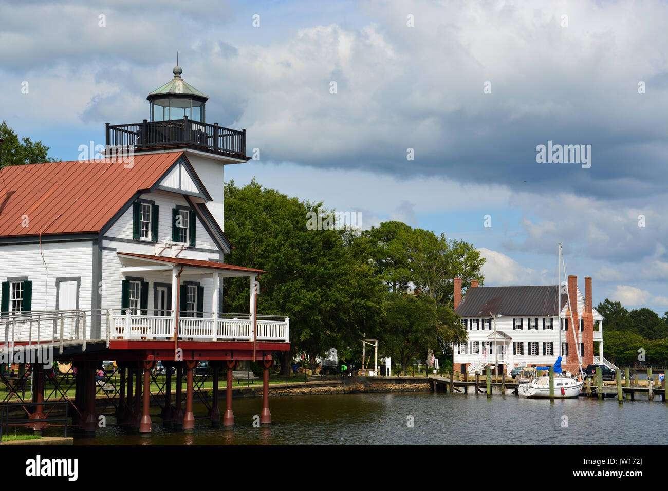 The old Roanoke River Lighthouse relocated to the Albemarle Sound ...