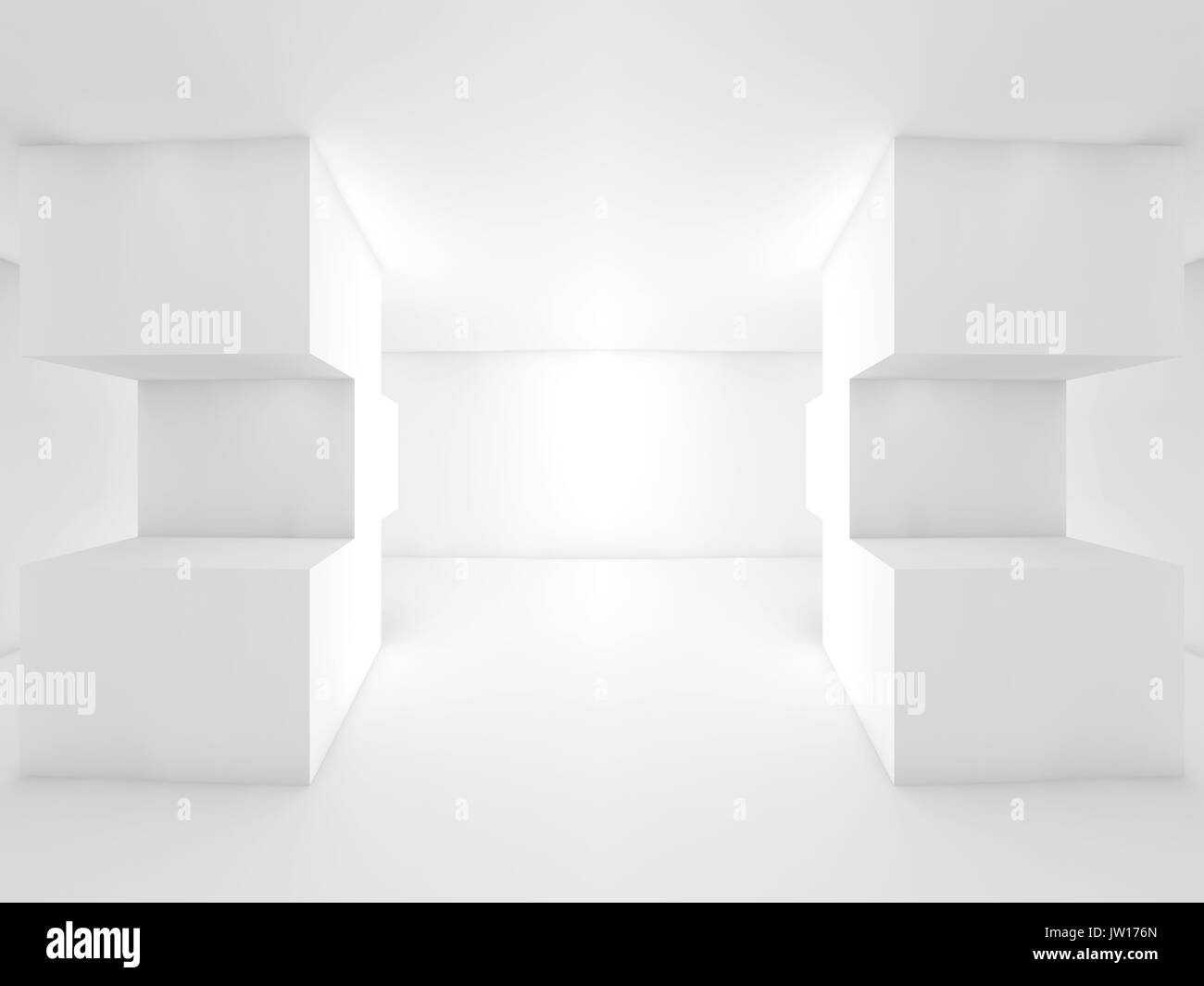 Abstract white empty room interior, contemporary design. 3d ...