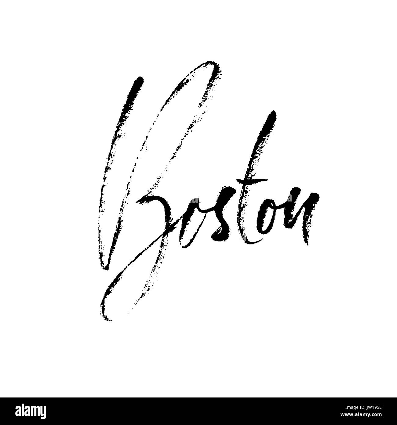 Boston, USA. City typography lettering design. Hand drawn modern dry ...