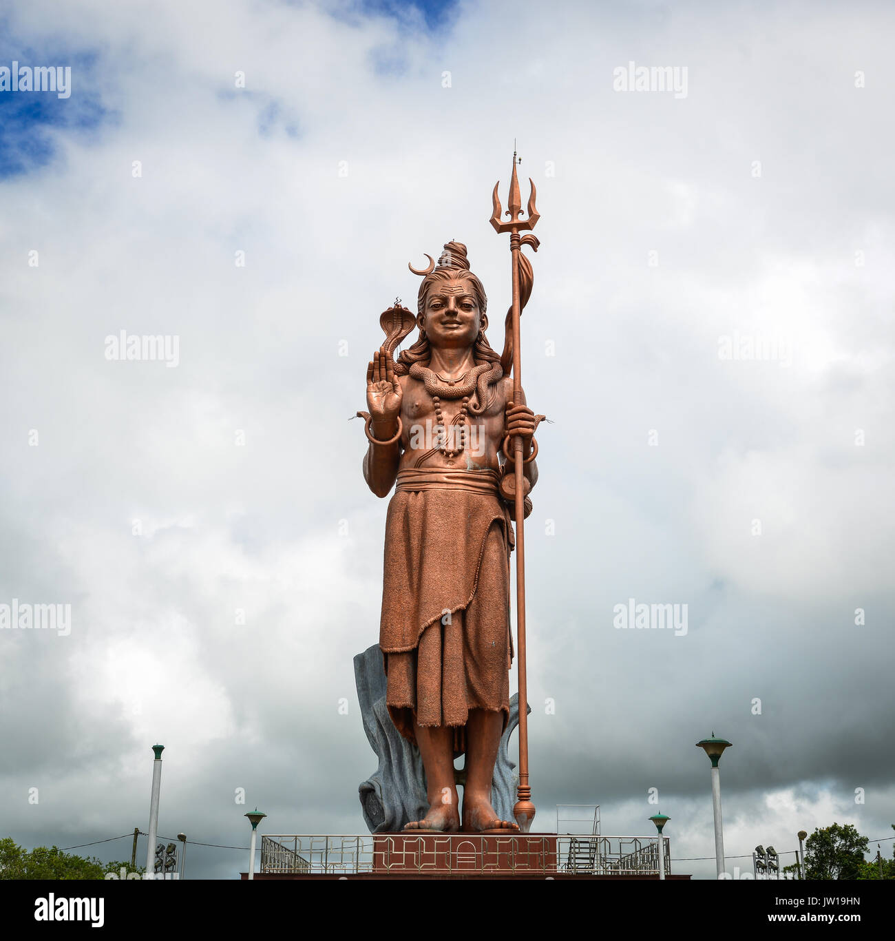 Huge statue of Lord Shiva (Mangal Mahadev) at Grand Bassin in Mauritius ...