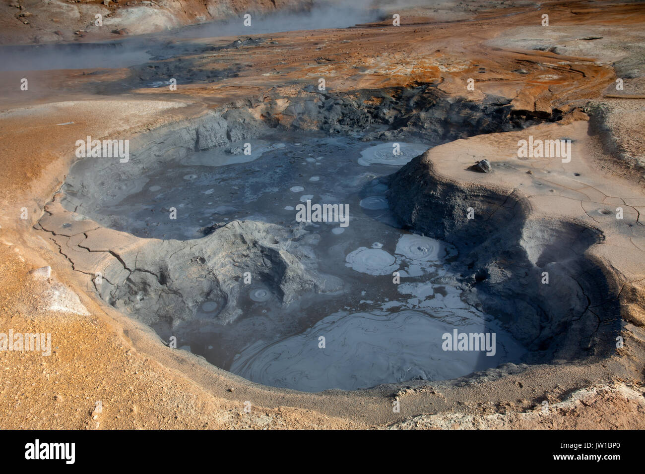 Mud Pool in Hverir Geothermal Area Stock Photo - Alamy