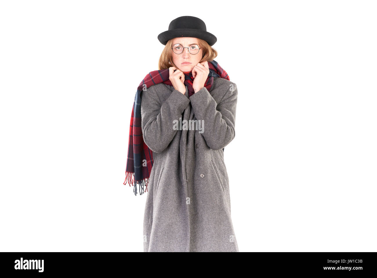 Hipster girl in cold weather Stock Photo - Alamy