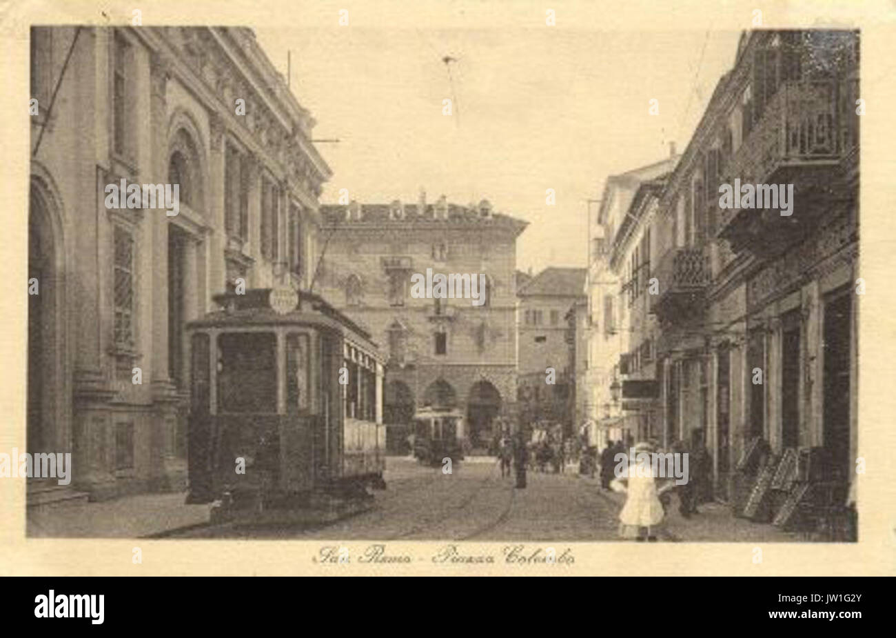 Sanremo Tram in piazza Colombo Stock Photo - Alamy