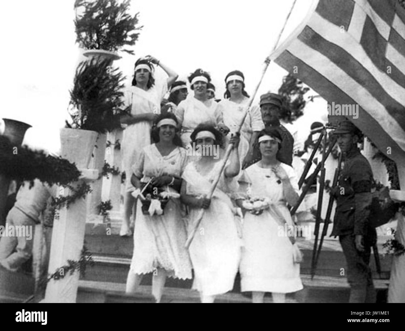 Greek girls celebrating the occupation of Smyrna Stock Photo - Alamy