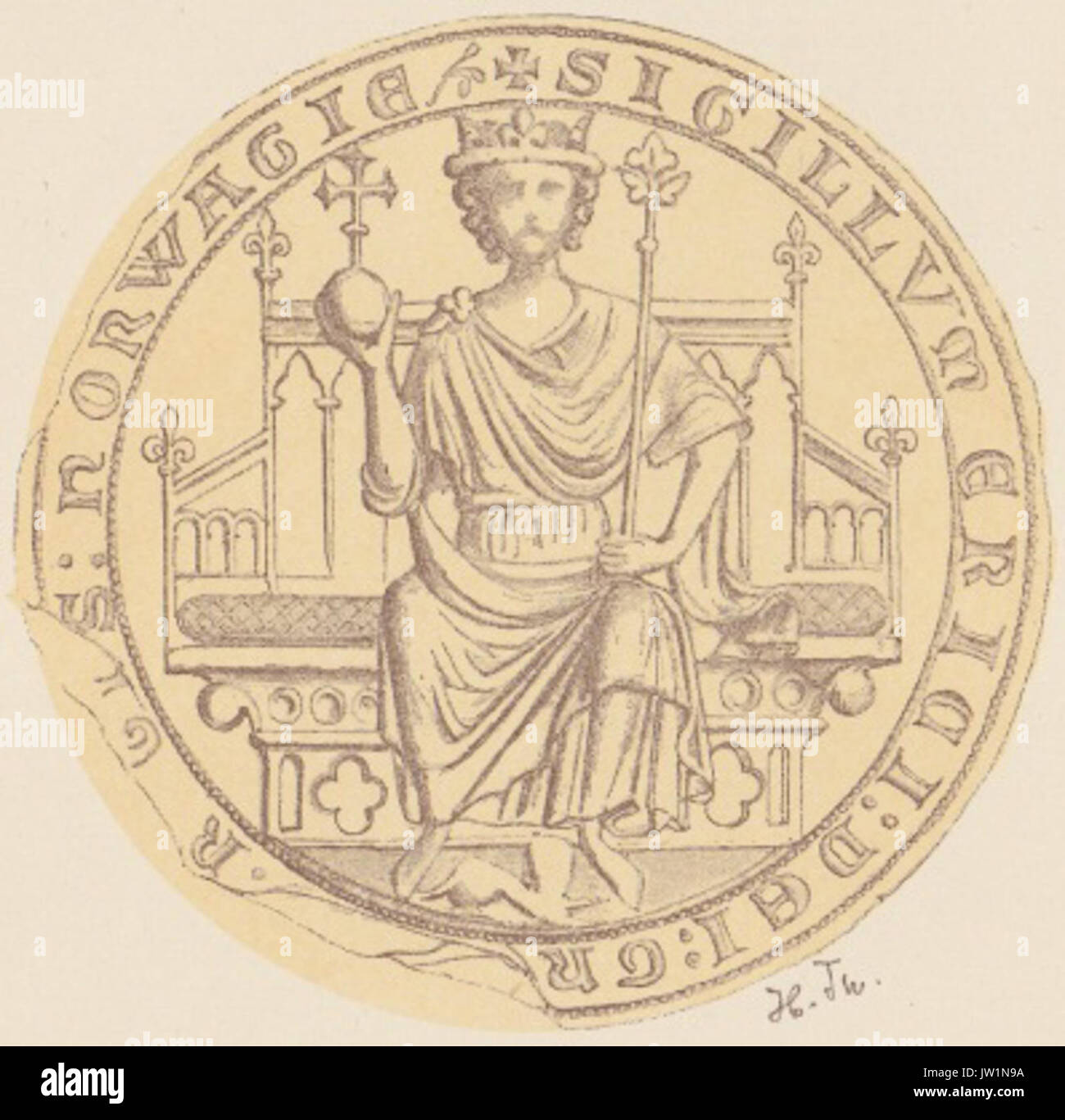 This likely refers to a historical depiction of King Eirik Magnusson, a ...