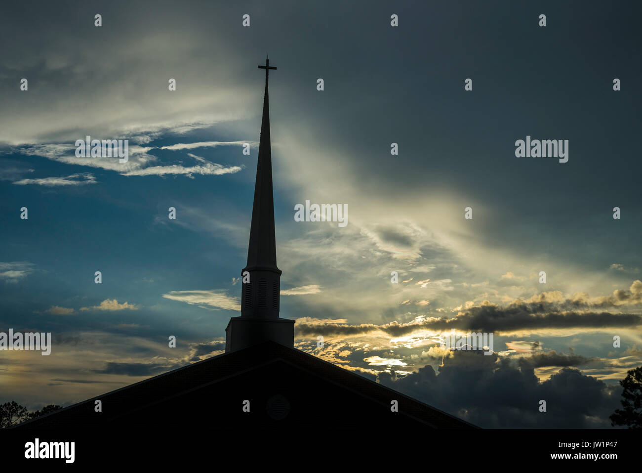 Silhouette church steeple hi-res stock photography and images - Alamy