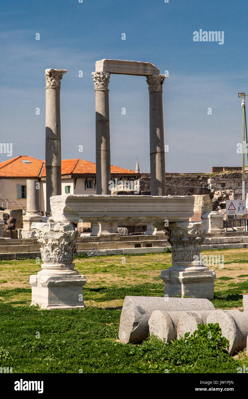 Ruins and historical place in agora of Smyrna ancient city in Izmir ...