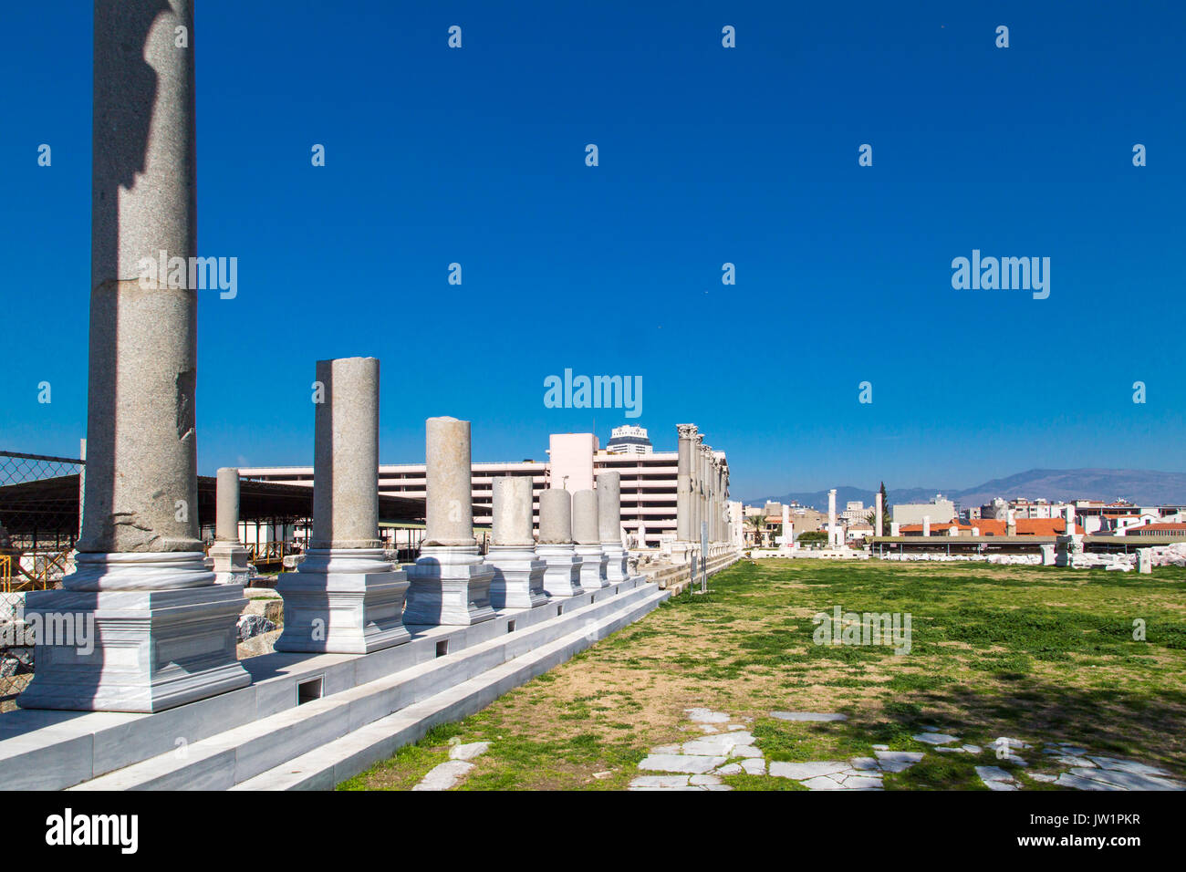 Ruins and historical place in agora of Smyrna ancient city in Izmir ...