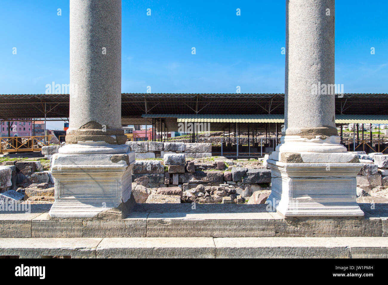 Ruins and historical place in agora of Smyrna ancient city in Izmir ...
