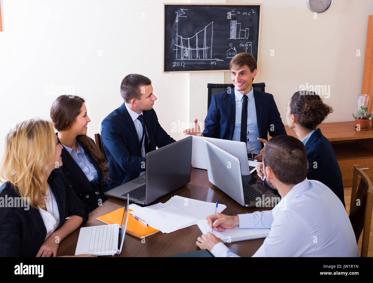 Brainstorming of professional business team during office meeting Stock ...
